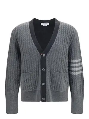 Thom Browne Virgin Wool V-neck Cardigan - Gray