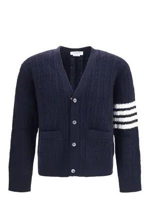 Thom Browne V-neck Sweater With Anchor Embroidery - Blue