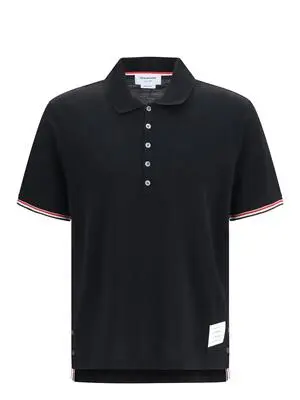 Thom Browne Rwb Striped Short-sleeve Polo - Black