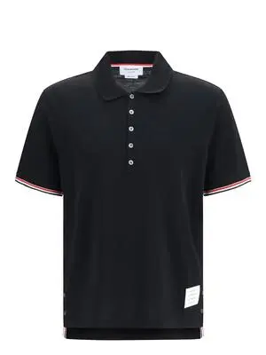 Thom Browne Rwb Striped Short-sleeve Polo - Black