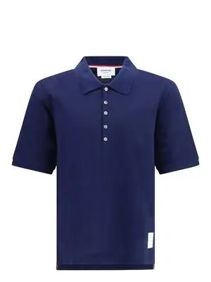 Thom Browne 4-bar Cotton Jersey Polo - Blue