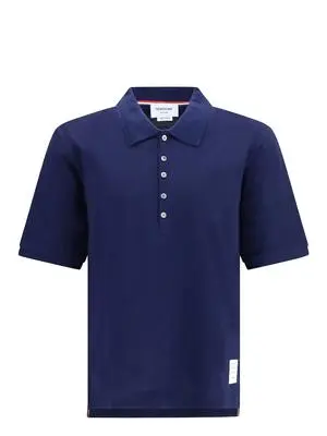 Thom Browne 4-bar Cotton Jersey Polo - Blue