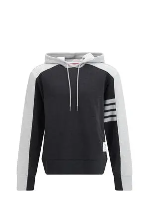 Thom Browne Loopback Colorblock Hooded Sweatshirt - Gray