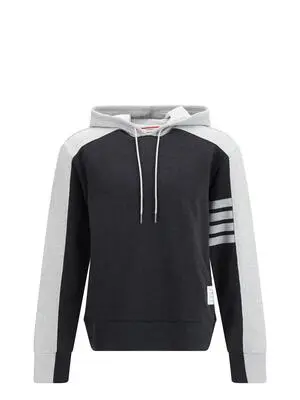 Thom Browne Loopback Colorblock Hooded Sweatshirt - Gray