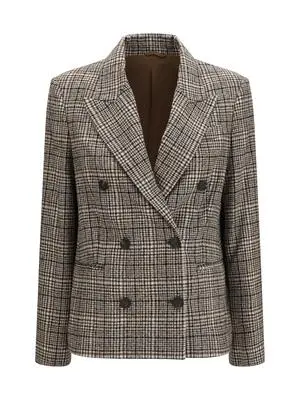 Brunello Cucinelli Double-breasted Alpaca And Wool Blend Jacket - Multicolor