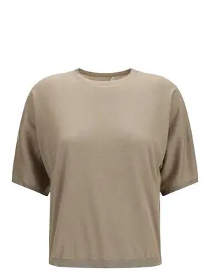 Brunello Cucinelli Short-sleeve Cashmere And Silk Sweater - Cream
