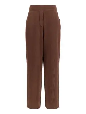 Brunello Cucinelli Cashmere-blend Ribbed Wide-leg Pants - Brown