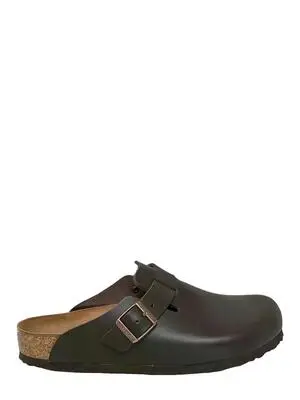 BIRKENSTOCK Boston Leather Flat Mules - Brown