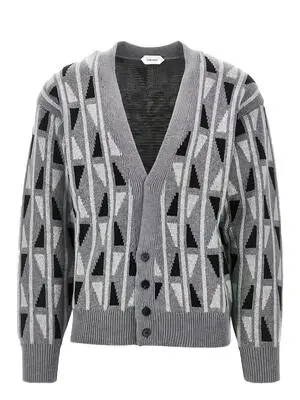VERSACE Versace Geometric Pattern V-Neck Cardigan