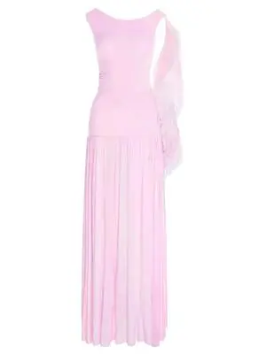 MANURI Maxi Dress With Feather Detail - Pink