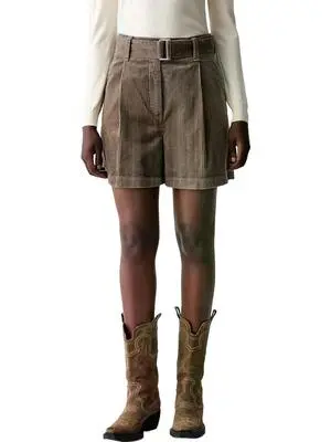 Marc O'polo Belted Corduroy Shorts - Brown