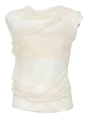 IMPERIAL IMPERIAL Floral-Lace Draped Sleeveless Top