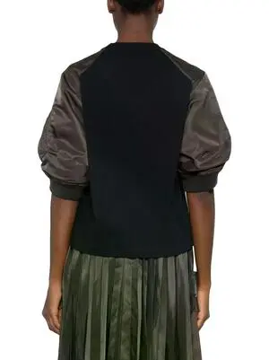 Sacai Panelled Puff-sleeve T-shirt - Black