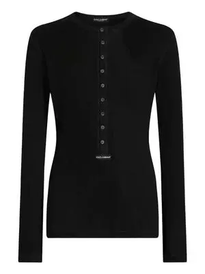 Dolce & Gabbana Serafino T-shirt In Ribbed Cotton - Black
