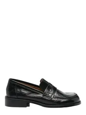 ANGEL ALARCON Penny Leather Loafers - Black