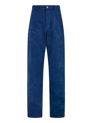 FERRAGAMO Cotton Gabardine Workwear Trousers - Blue