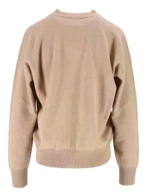 Peserico V-neck Knitted Sweater With Chest Patch Pocket - Neutrals