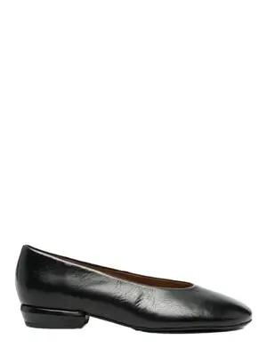 ANGEL ALARCON Katia Leather Almond-toe Ballet Flats - Black