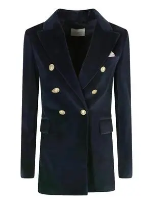 CIRCOLO 1901 Double-breasted Peak Lapel Coat - Blue