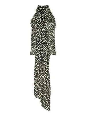 FRANCOISE PINTON - PARIS Polka Dot Print Halterneck Top - Black