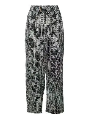 BALMAIN Balmain Monogram Print Wide-Leg Trousers