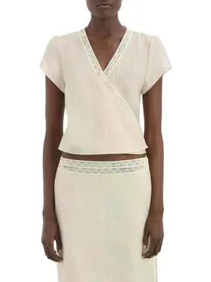 SIR. SIR. Nora Lace-Trim Wrap Top