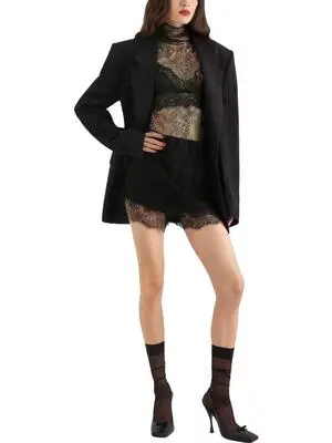 Dolce & Gabbana Dolce & Gabbana Black Chantilly Lace High Neck Long Sleeve Top Black