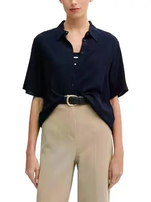 BENETTON Short-sleeved Button-down Shirt - Blue