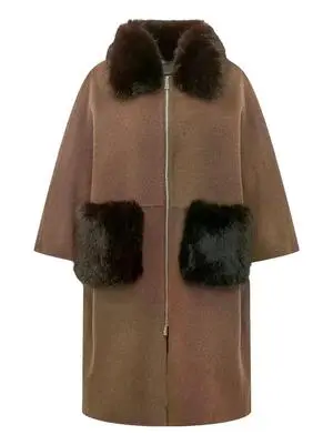 AVA ADORE Faux Fur-trim Zip-up Coat - Brown
