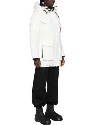 Canada Goose Hooded Logo Patch Coat - White