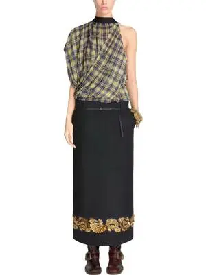 Dries Van Noten DRIES VAN NOTEN Chiffon Checked Top Green