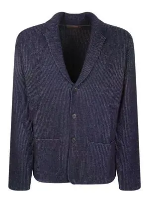 ZANONE Shawl Collar Ribbed Knit Cardigan - Blue