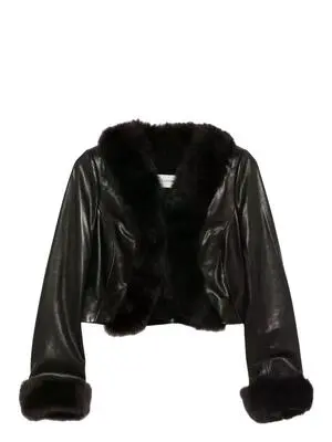 Nour Hammour Sofie Cropped Leather Jacket - Black