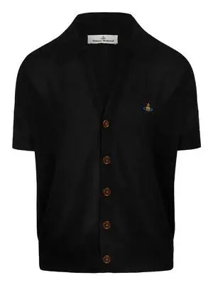 VIVIENNE WESTWOOD Orb-embroidered Polo Cardigan - Black