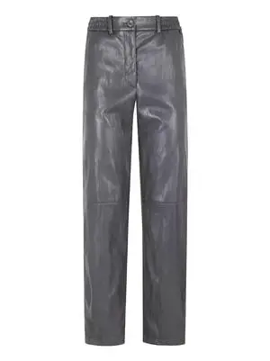 Herno Elasticated-waistband Faux-leather Trousers - Grey