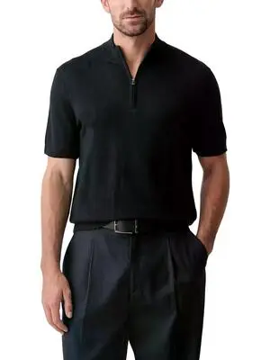 JOOP! Quarter-zip Knitted Polo Shirt - Blue