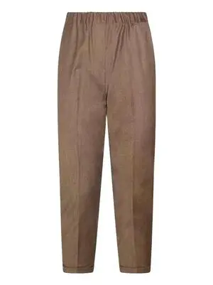 Antonelli Firenze Antonelli Elasticated Waistband Trousers With Turned-Up Hem Brown