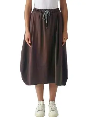 GRAN SASSO Drawstring Balloon Midi Skirt - Brown