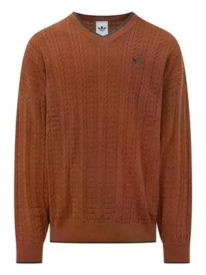 Adidas Cable-knit V-neck Sweater - Orange