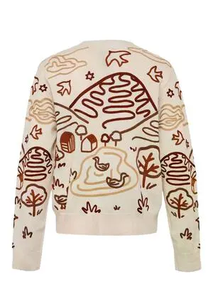 Farm Rio Countryside Cornelli Embroidered Knit Cardigan - Neutrals