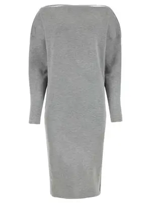 Gucci Gucci Grey Open-Back Midi Dress With Tie-Fastening Long Sleeves Grey