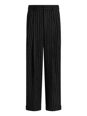 Dolce & Gabbana Virgin Wool Pinstripe Trousers - Black