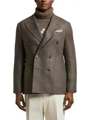 Peserico Double-breasted Peak-lapel Blazer - Brown
