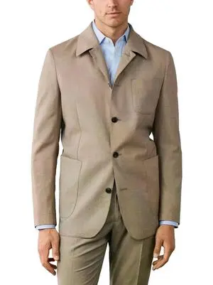 HACKETT  Single-breasted Wool Blazer - Neutrals