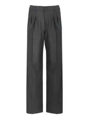 Loulou De Saison Sbire Pleated Wool Trousers - Grey