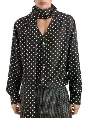Dolce & Gabbana Polka Dot-print Silk Twill Martini Shirt - Black