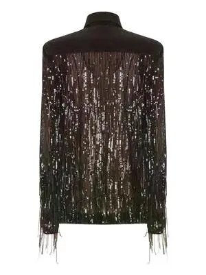 Federica Tosi Sequin Fringe Shirt - Brown