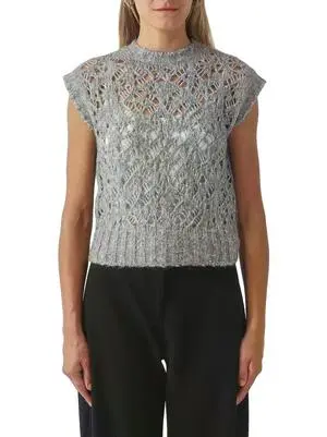 Max Mara Albero Pointelle-knit Vest - Grey