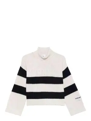 Erika Cavallini Erika Cavallini Cable-Knit Striped High Neck Sweater Neutrals