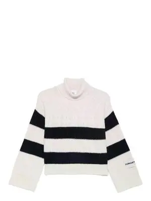 Erika Cavallini Cable-knit Striped High Neck Sweater - Neutrals
